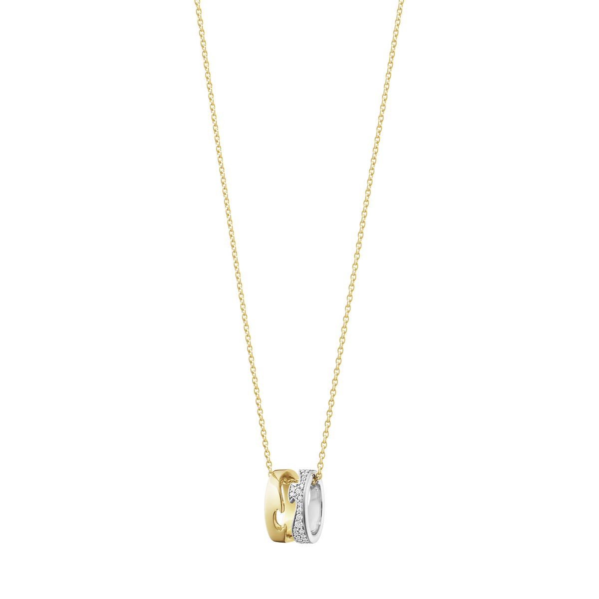 Fusion open pendant in 18kt yellow and white gold | Georg Jensen