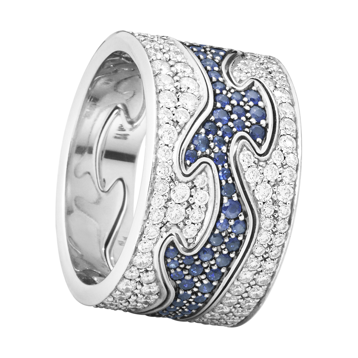 Fusion 3 piece ring with blue sapphire and diamonds | Georg Jensen
