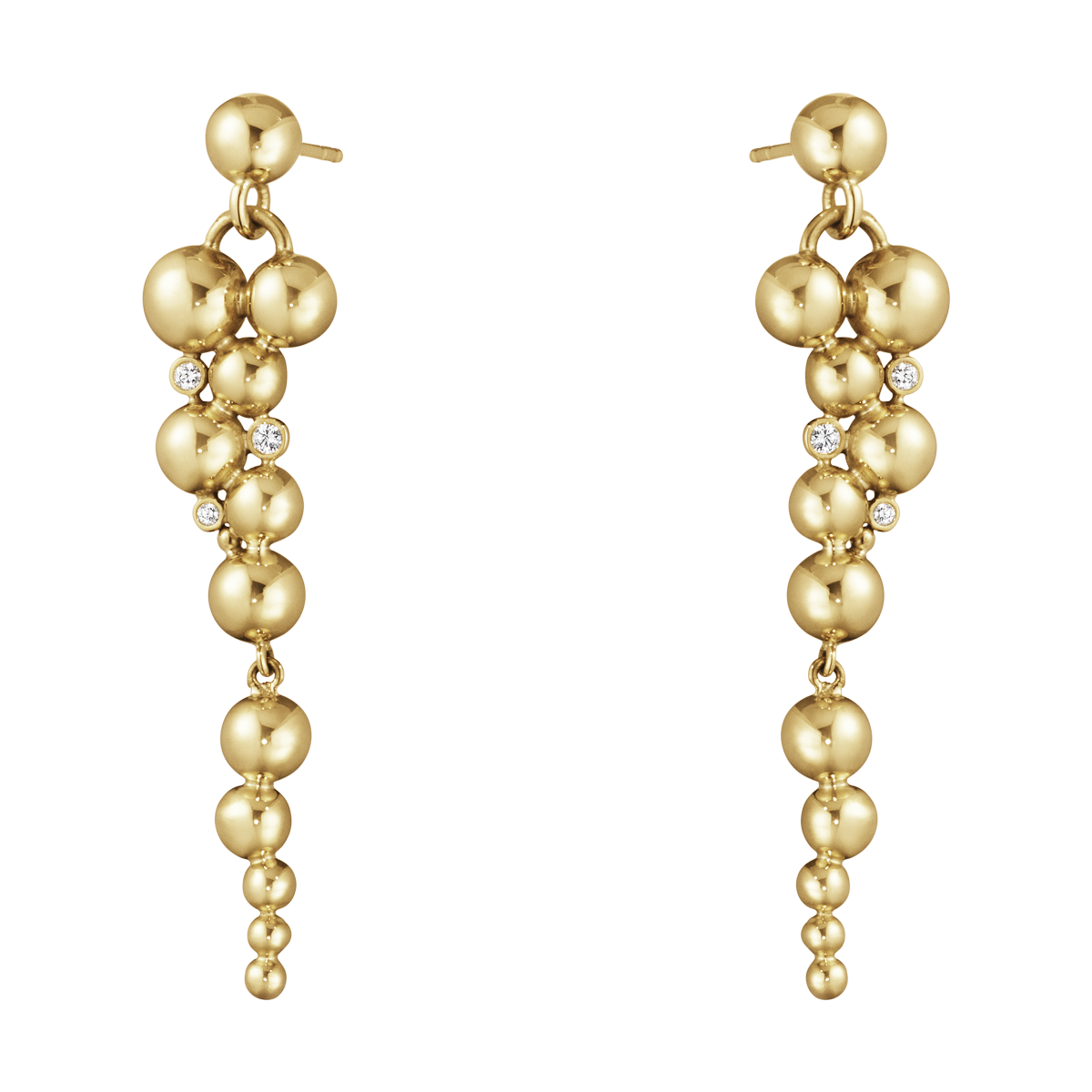 Moonlight Grapes earrings in 18 karat recycled yellow gold with diamonds