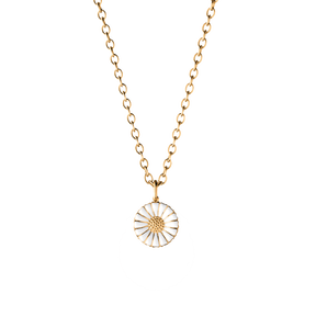 Daisy gold plated pendant with white enamel Georg Jensen