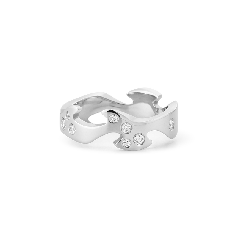 Fusion 18 kt white gold centre ring with diamonds | Georg Jensen