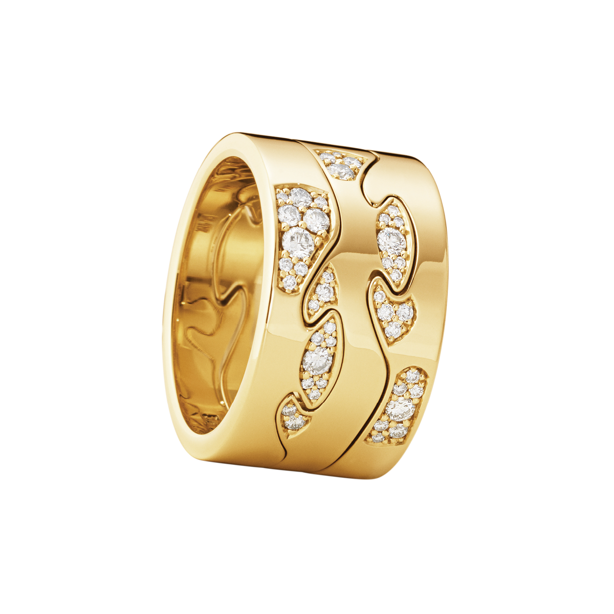 FUSION 3piece ring in 18-karat yellow gold with pavé set diamonds