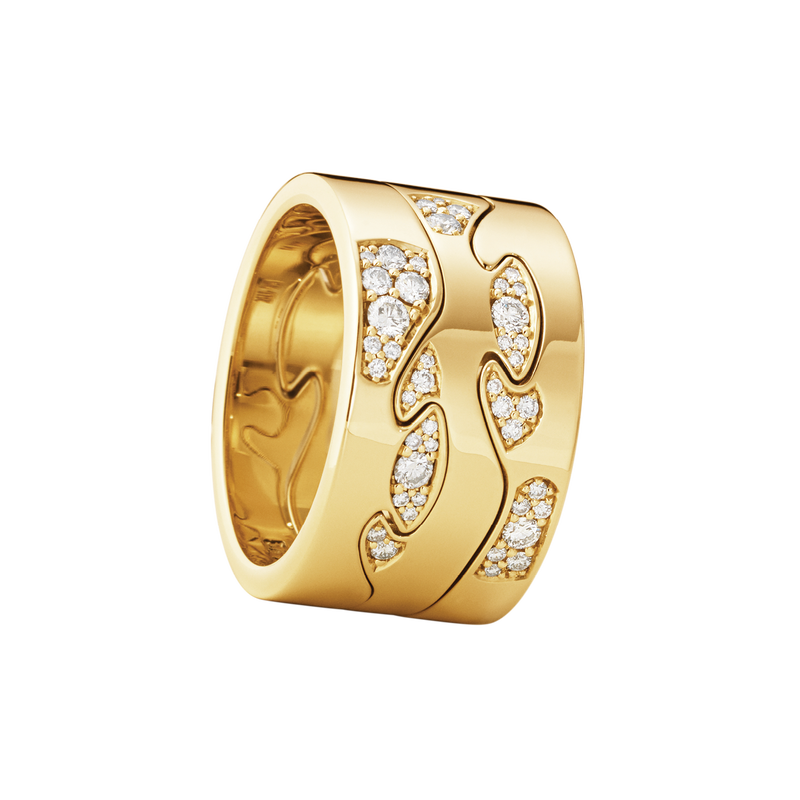 FUSION 3piece ring in 18-karat yellow gold with pavé set diamonds