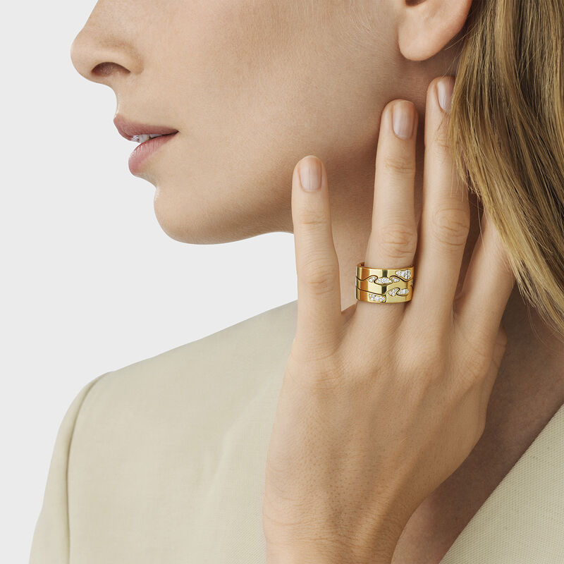 FUSION 3piece ring in 18-karat yellow gold with pavé set diamonds