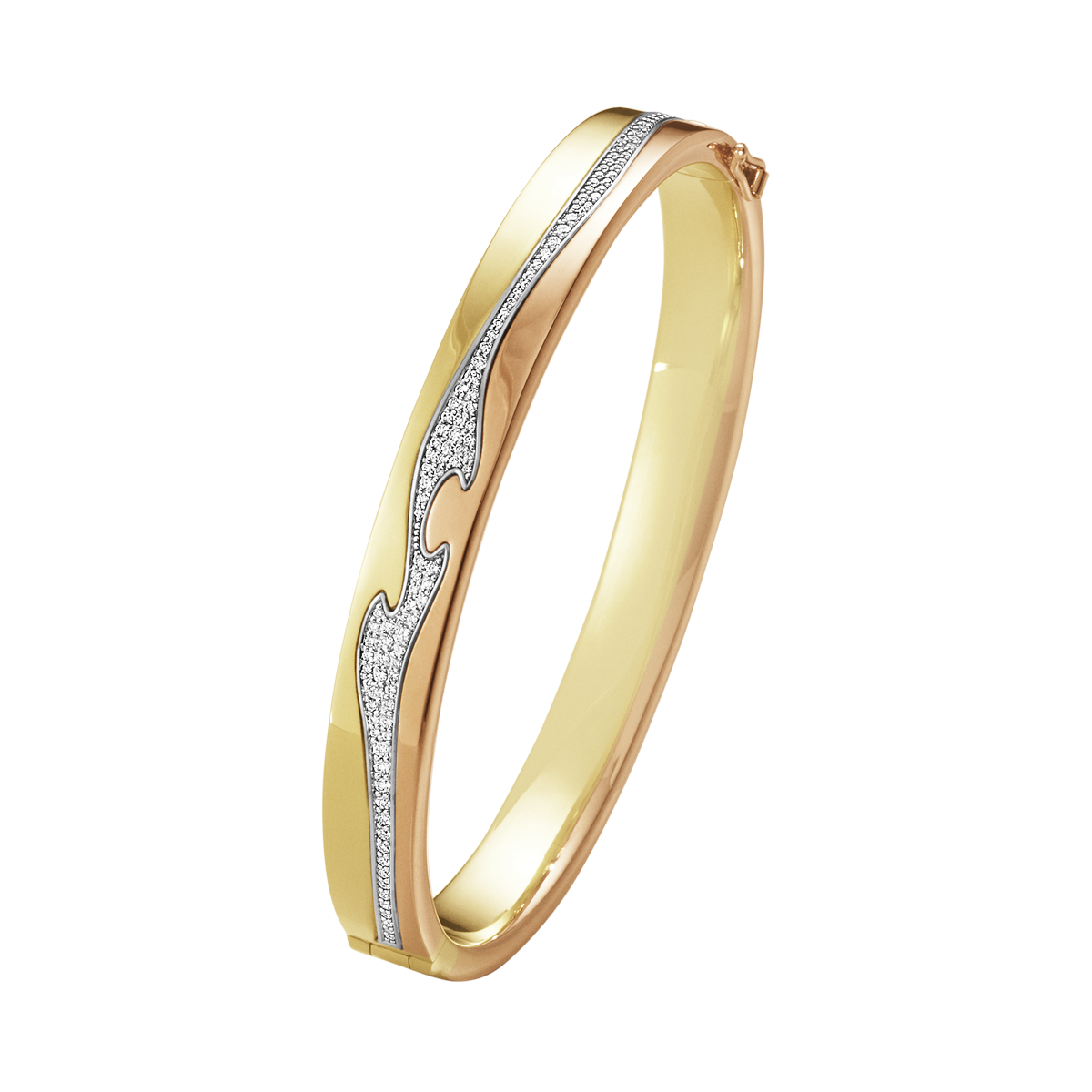 Fusion 18 Kt. yellow gold bangle with white diamonds | Georg Jensen
