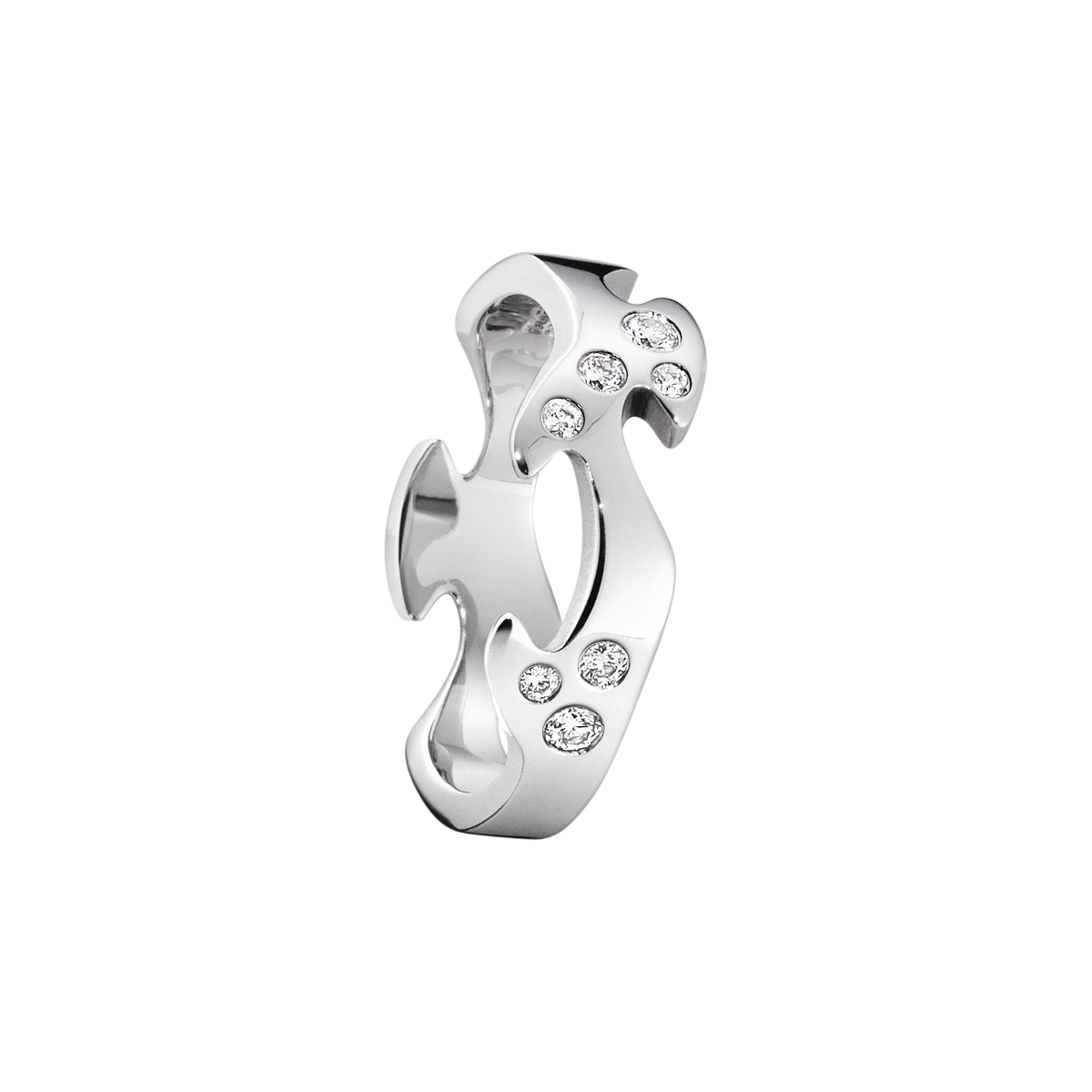 Fusion 18 kt white gold centre ring with diamonds | Georg Jensen