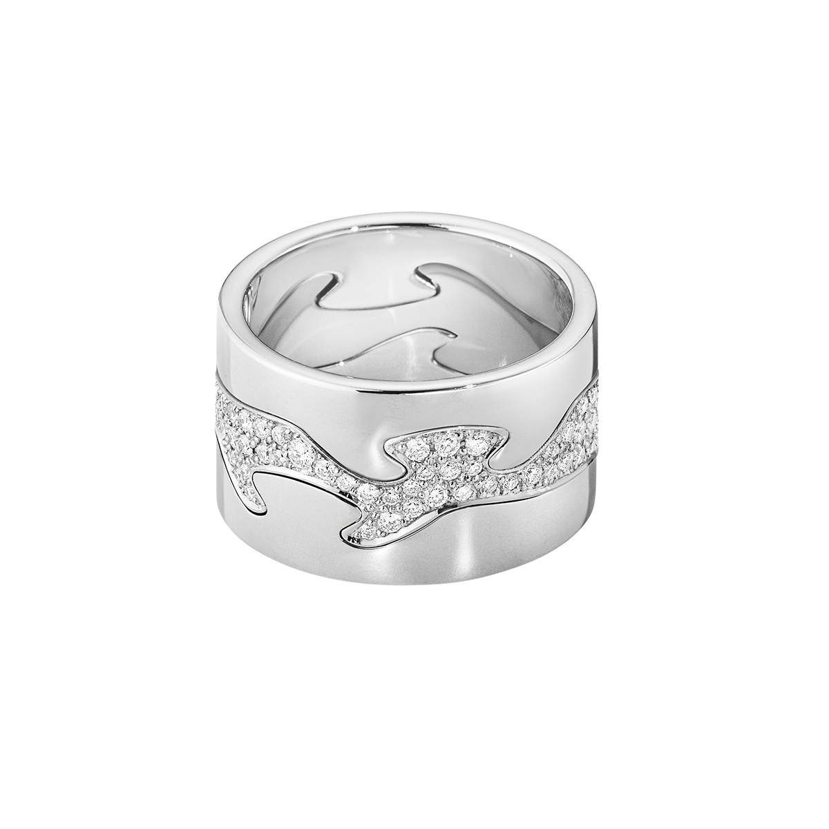 Fusion 3 piece ring in 18kt. white gold with brilliant cut diamonds ...