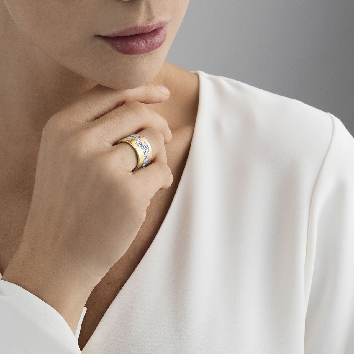Fusion 3 piece 18kt. gold ring with diamonds | Georg Jensen