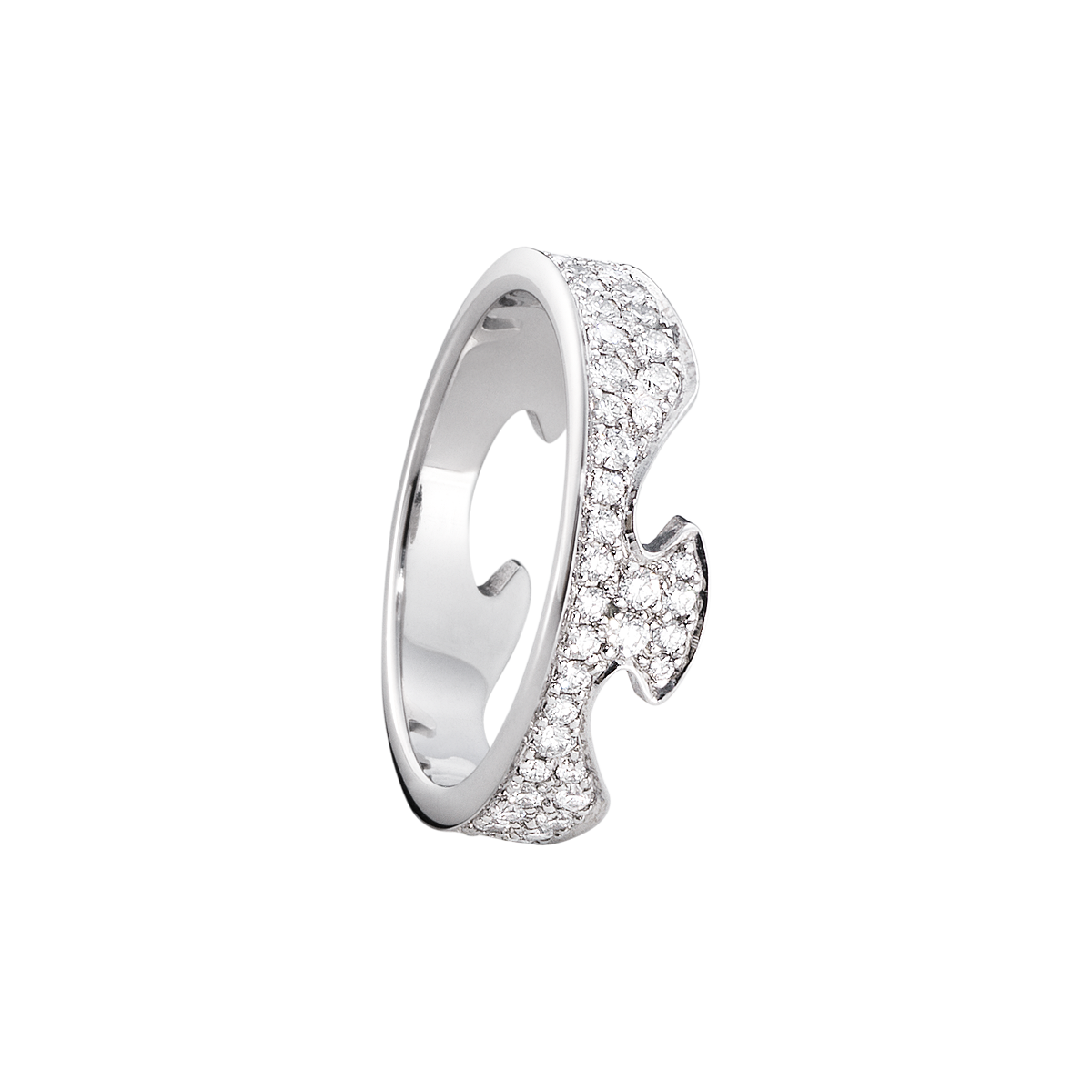Fusion white gold end ring with diamonds | Georg Jensen