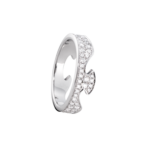 Fusion two-piece ring in 18kt white and yellow gold, and white diamonds