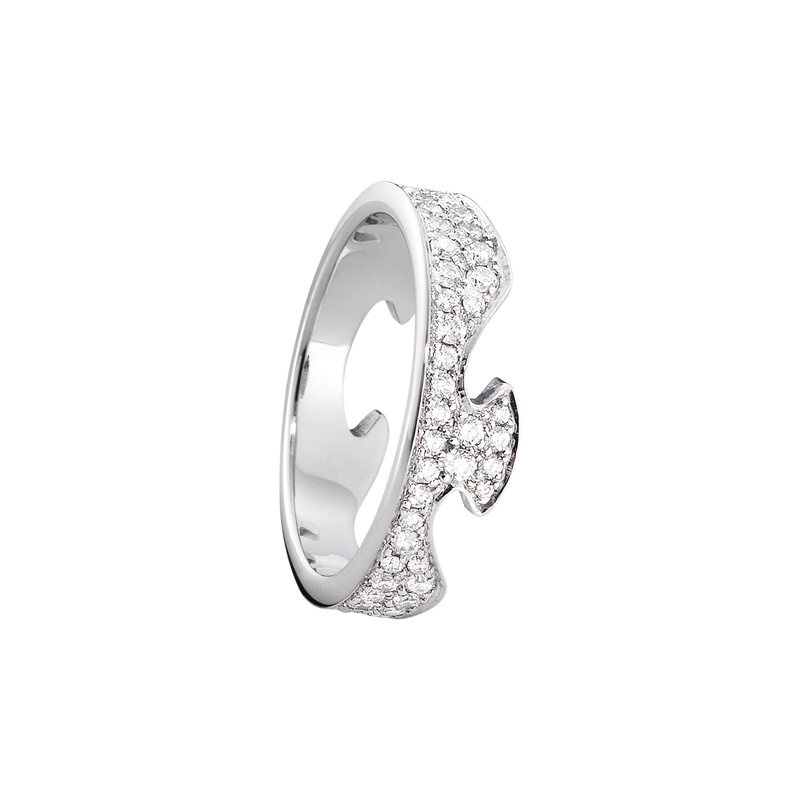 Fusion white gold end ring with diamonds | Georg Jensen