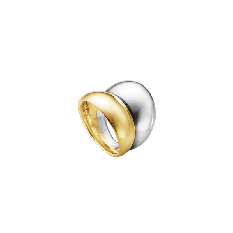 CURVE sculptural ring in sterling silver and 18 kt. yellow gold