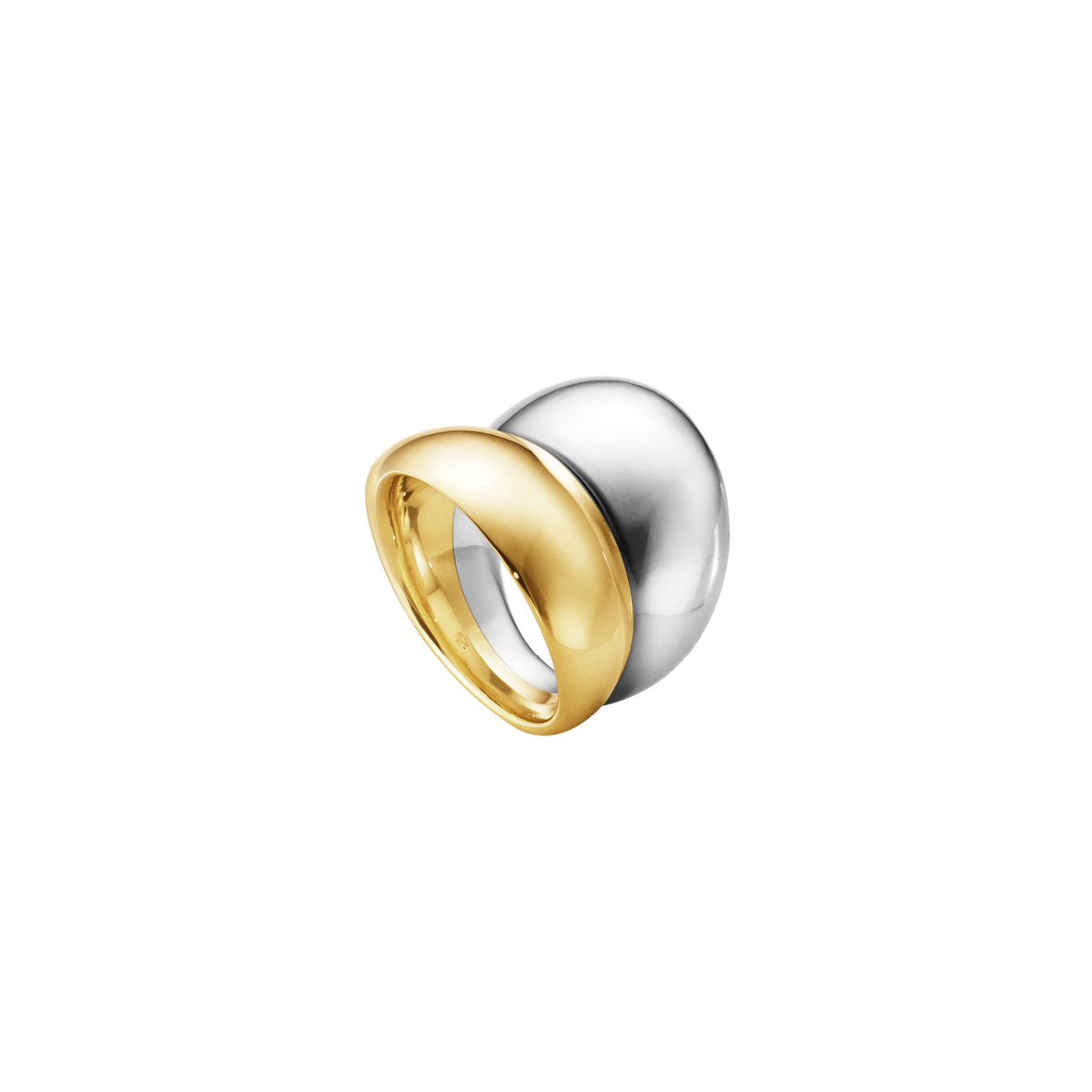 CURVE sculptural ring in sterling silver and 18 kt. yellow gold