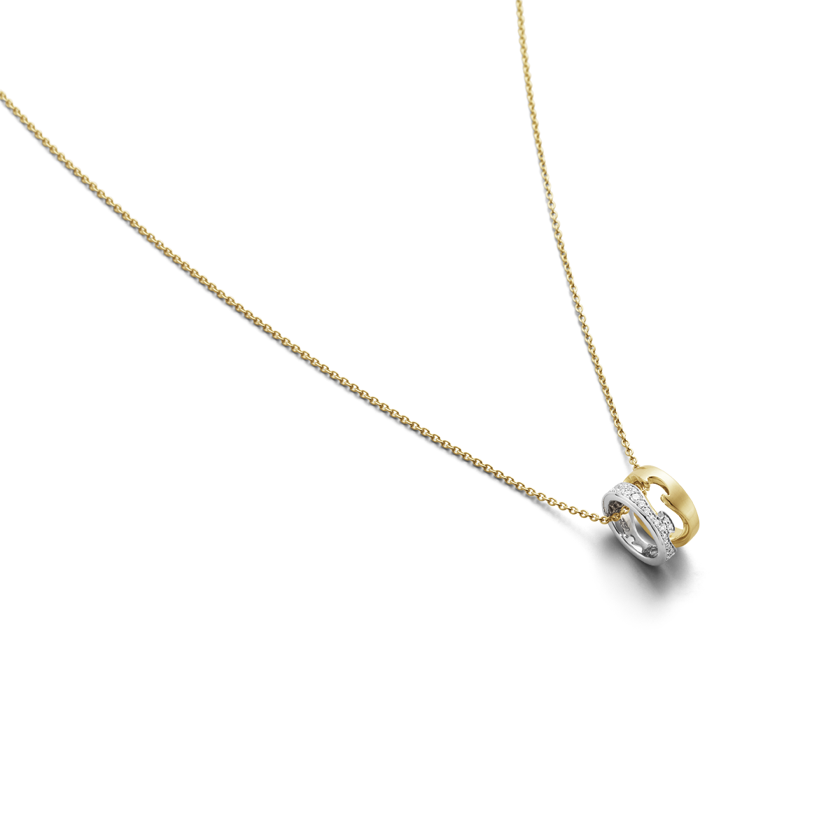 Fusion open pendant in 18kt yellow and white gold | Georg Jensen