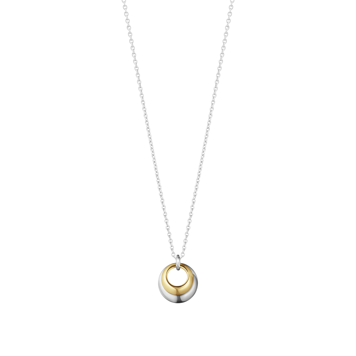 CURVE sculptural necklace in sterling silver and 18 kt. yellow gold
