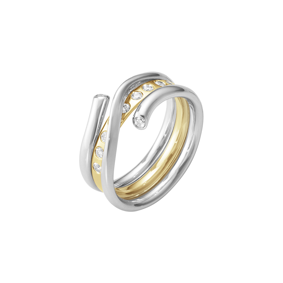 Magic white and yellow gold ring combination with diamonds | Georg Jensen