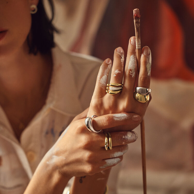 OFFSPRING ring in 18k yellow gold with diamonds | Georg Jensen