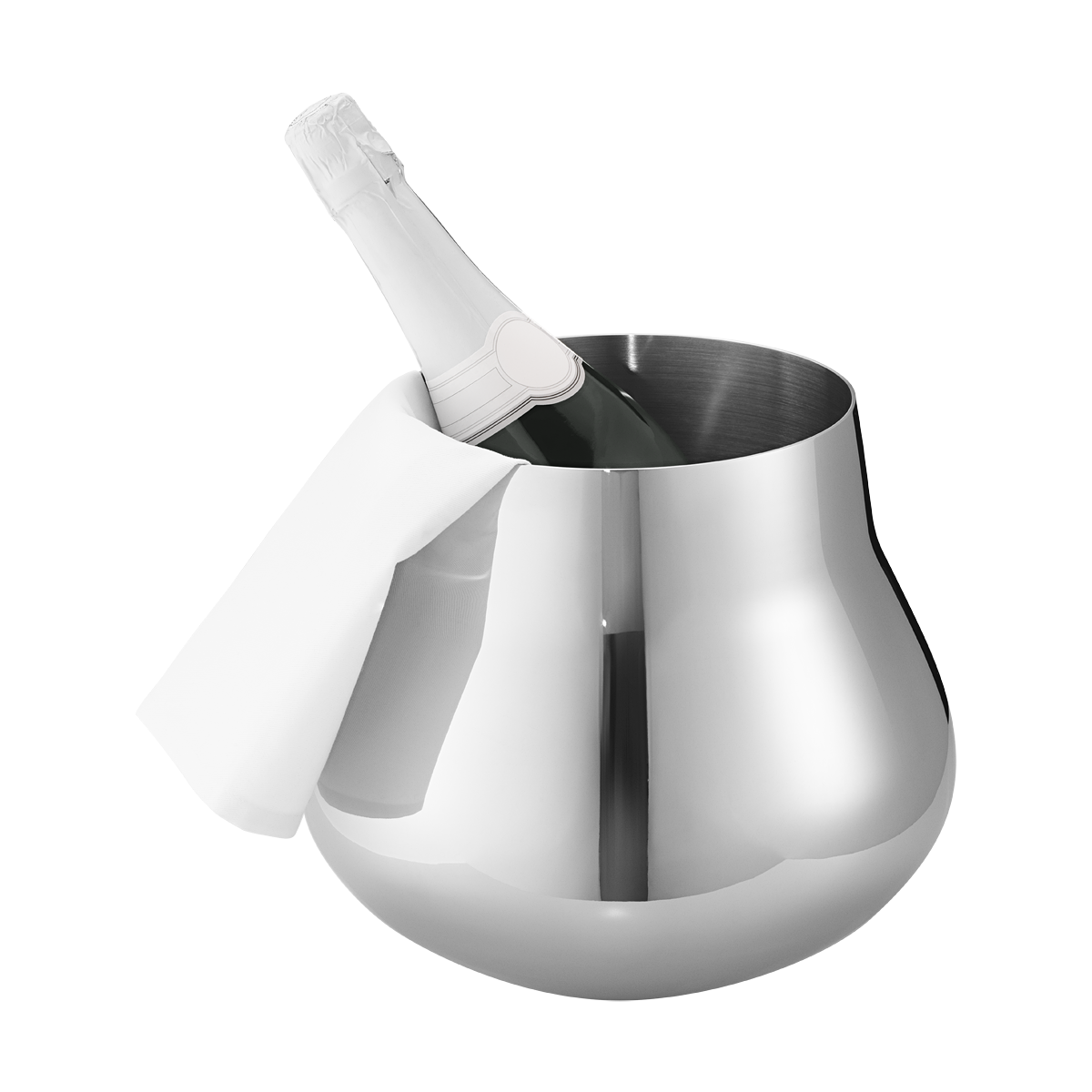 SKY champagne & wine cooler in stainless steel, mirror