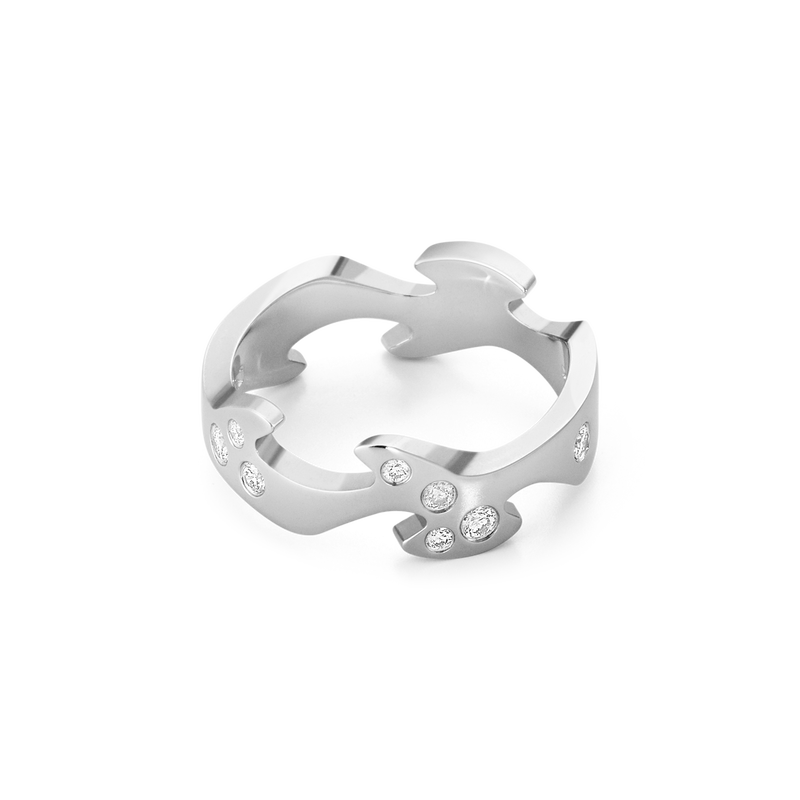 Fusion 18 kt white gold centre ring with diamonds | Georg Jensen