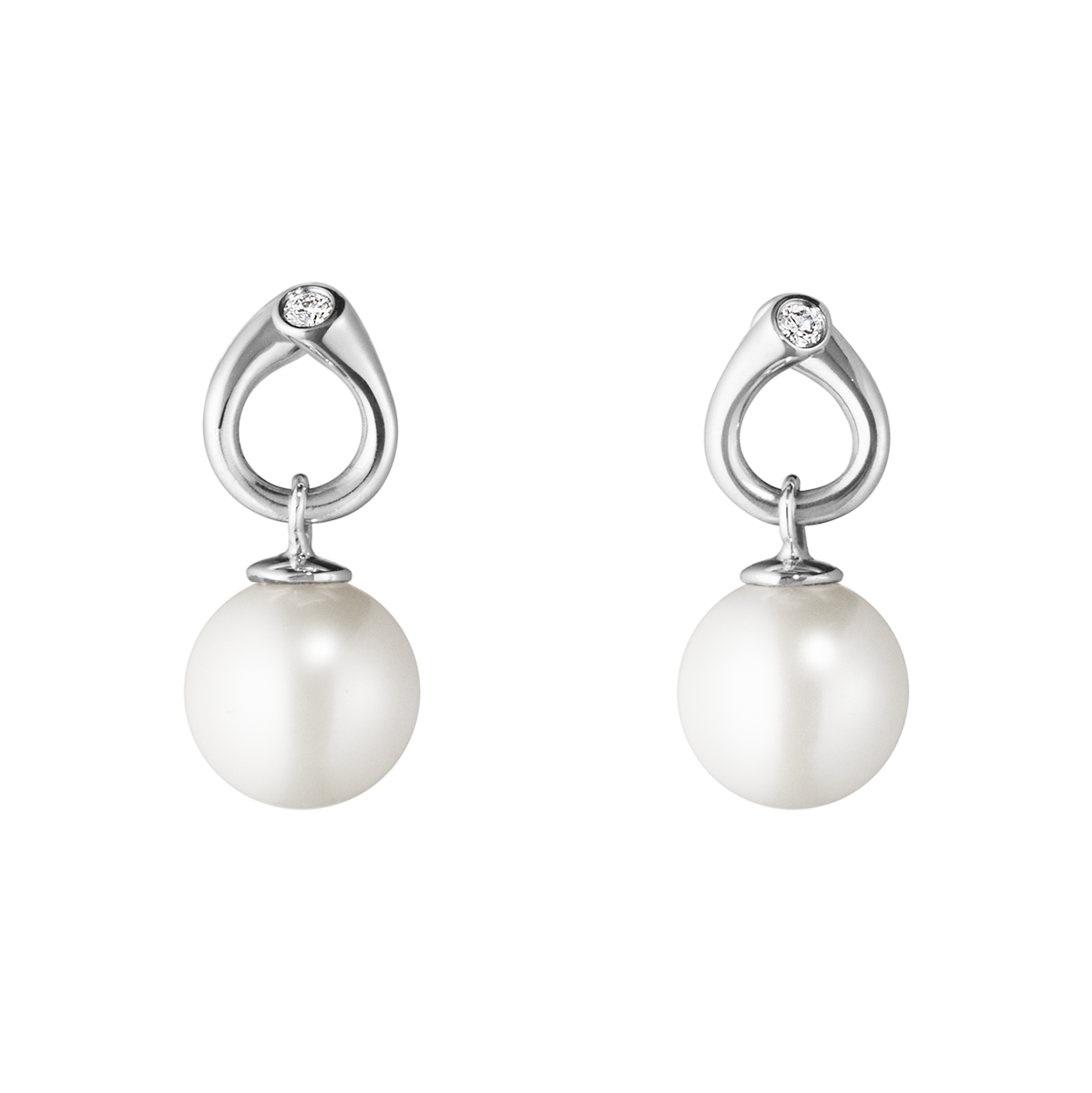 Magic gold earring with diamond and pearl | Georg Jensen