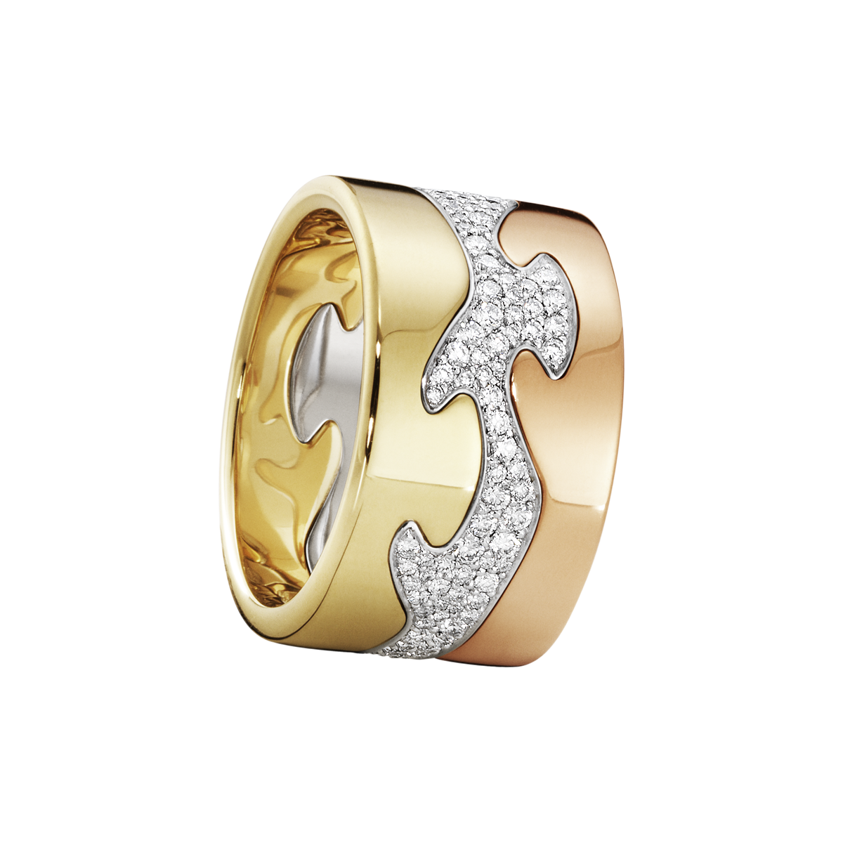 Fusion 3 piece 18kt. gold ring with diamonds | Georg Jensen