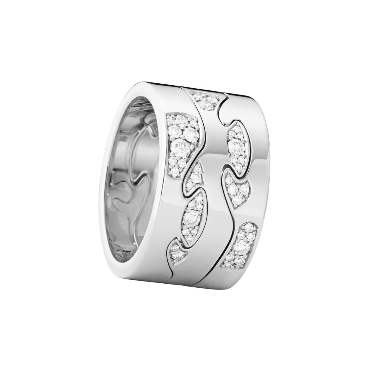 FUSION 3piece ring in 18-karat white gold with pavé set diamonds