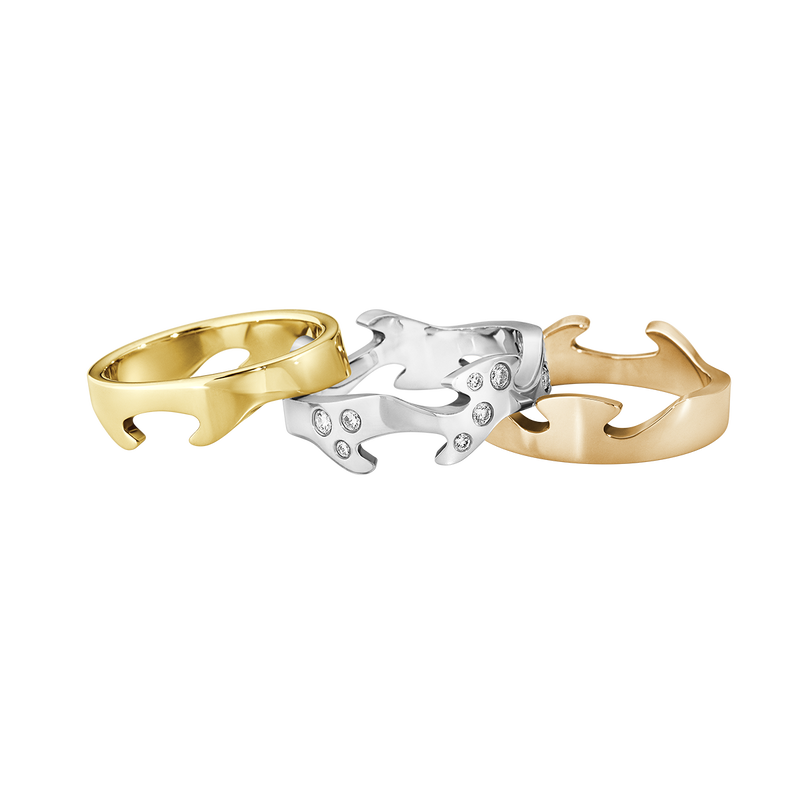 Fusion 3 piece 18kt. gold ring with brilliant cut diamonds | Georg Jensen