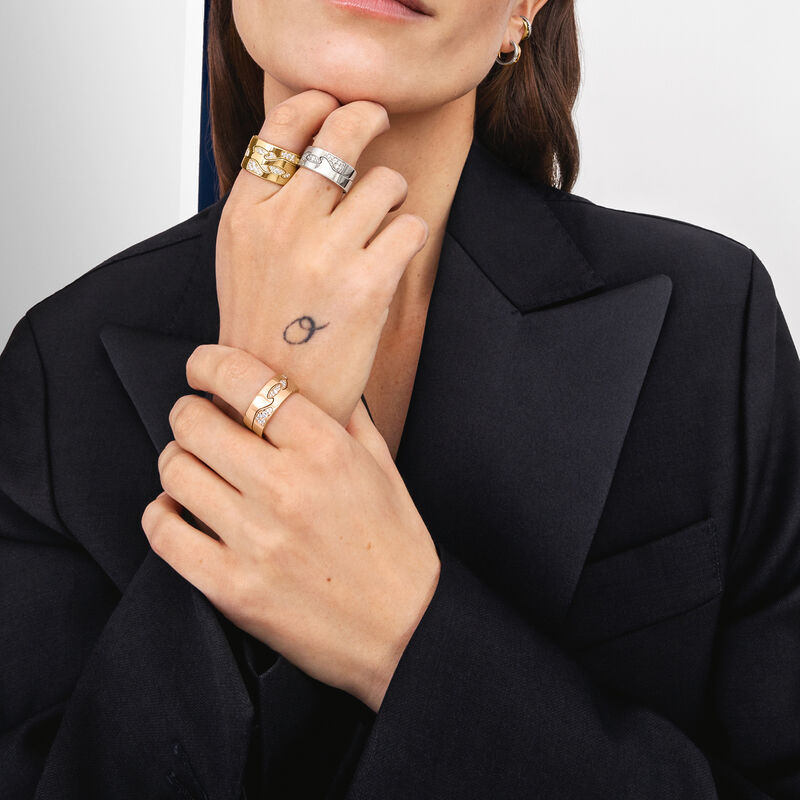 FUSION 2piece ring in 18-karat yellow gold with pavé set diamonds