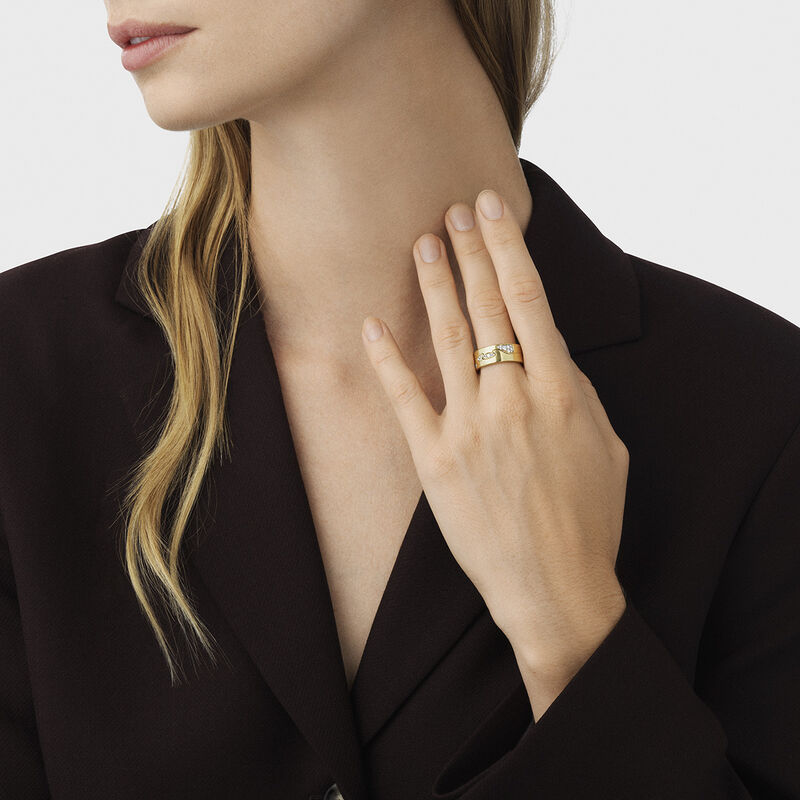 FUSION 2piece ring in 18-karat yellow gold with pavé set diamonds