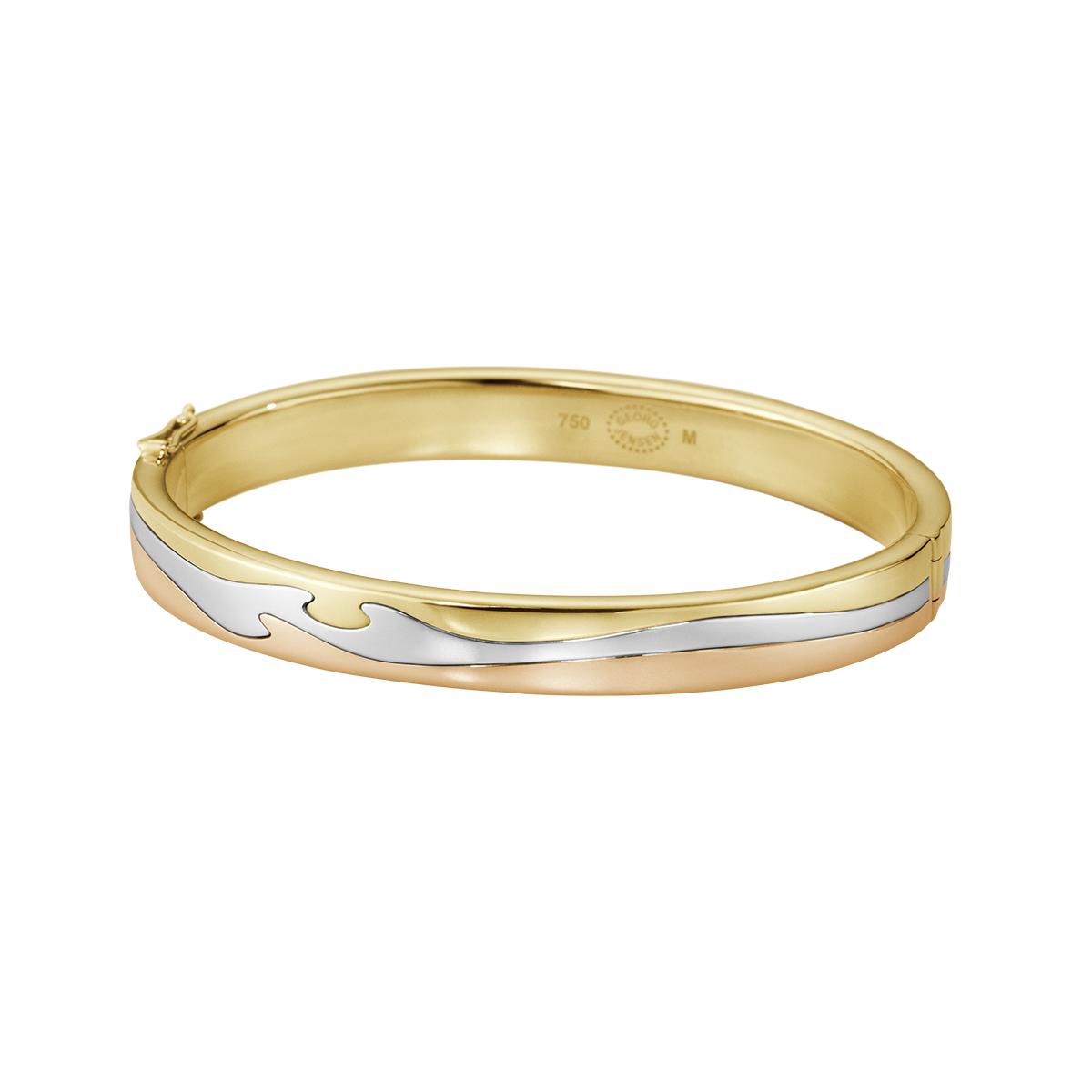 FUSION Bangle in rose, yellow and white gold.