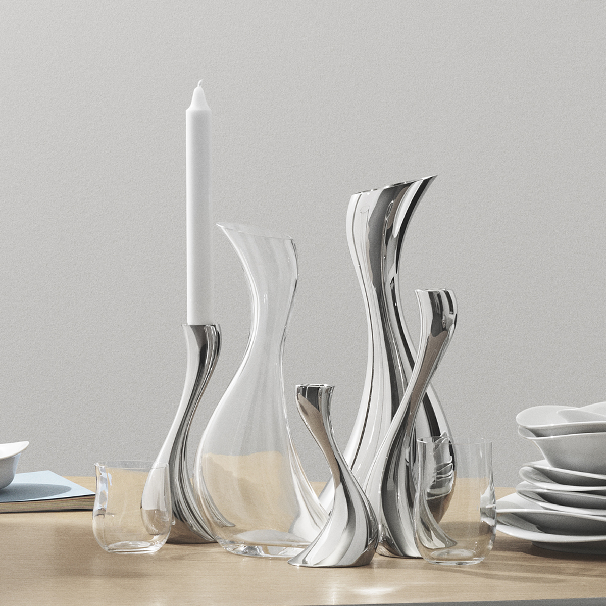 COBRA iconic curved pitcher in stainless steel | Georg Jensen