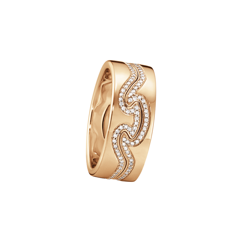 FUSION 2-piece ring - 18 kt. rose gold with brilliant cut diamonds I ...