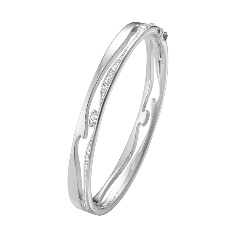 Fusion 18kt white gold bangle with white diamonds | Georg Jensen