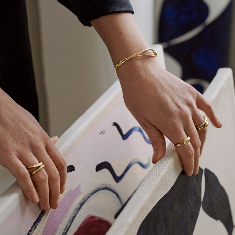 MERCY organic mini ring in yellow gold with diamonds