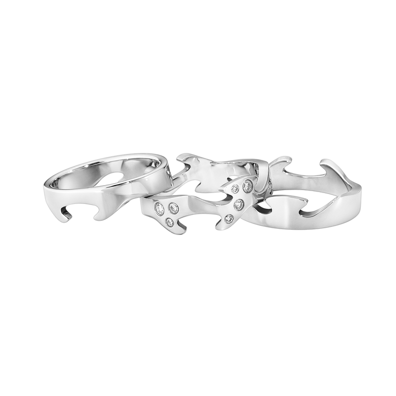 Fusion exclusive 3 piece white gold ring with diamonds | Georg Jensen