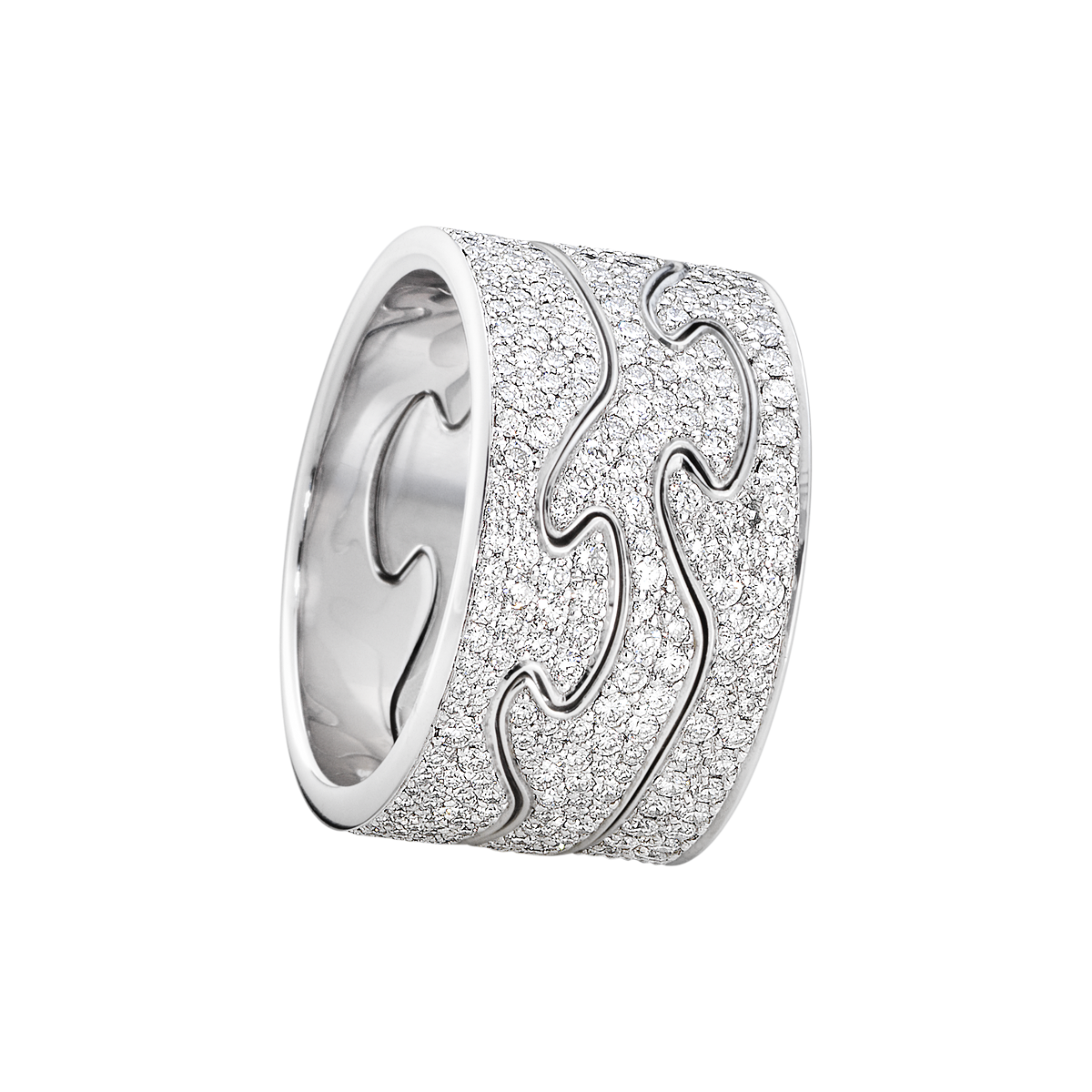 Fusion 3 piece ring in 18kt. white gold with diamonds | Georg Jensen