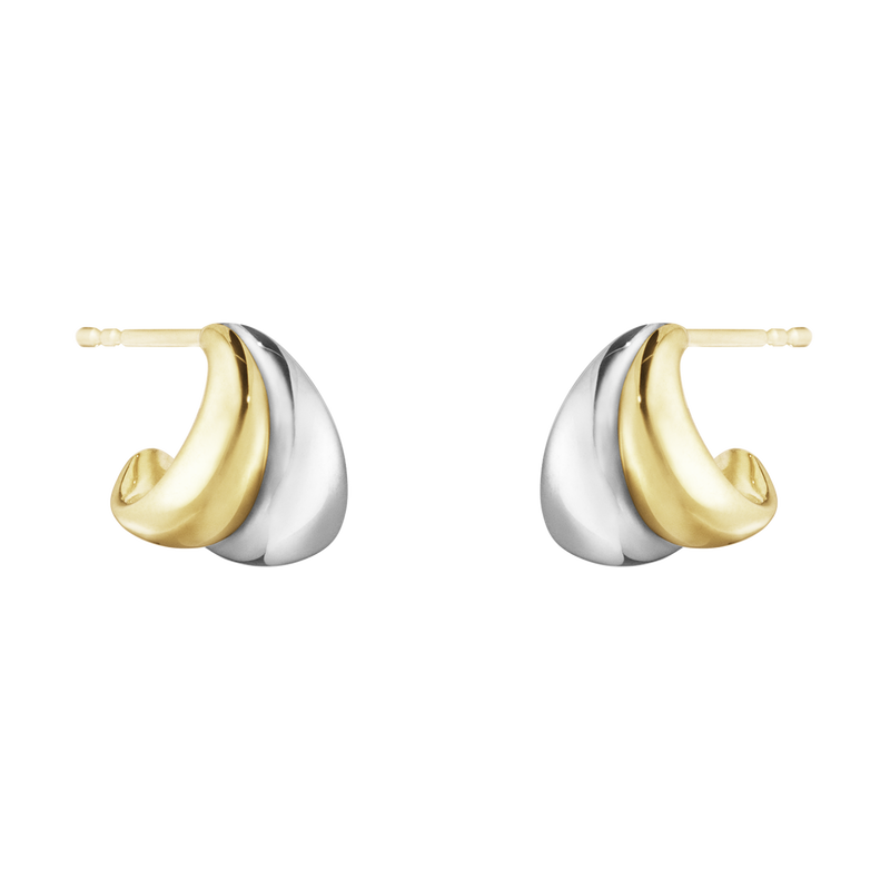 Curve sculptural earrings in sterling silver and 18 kt. yellow gold ...