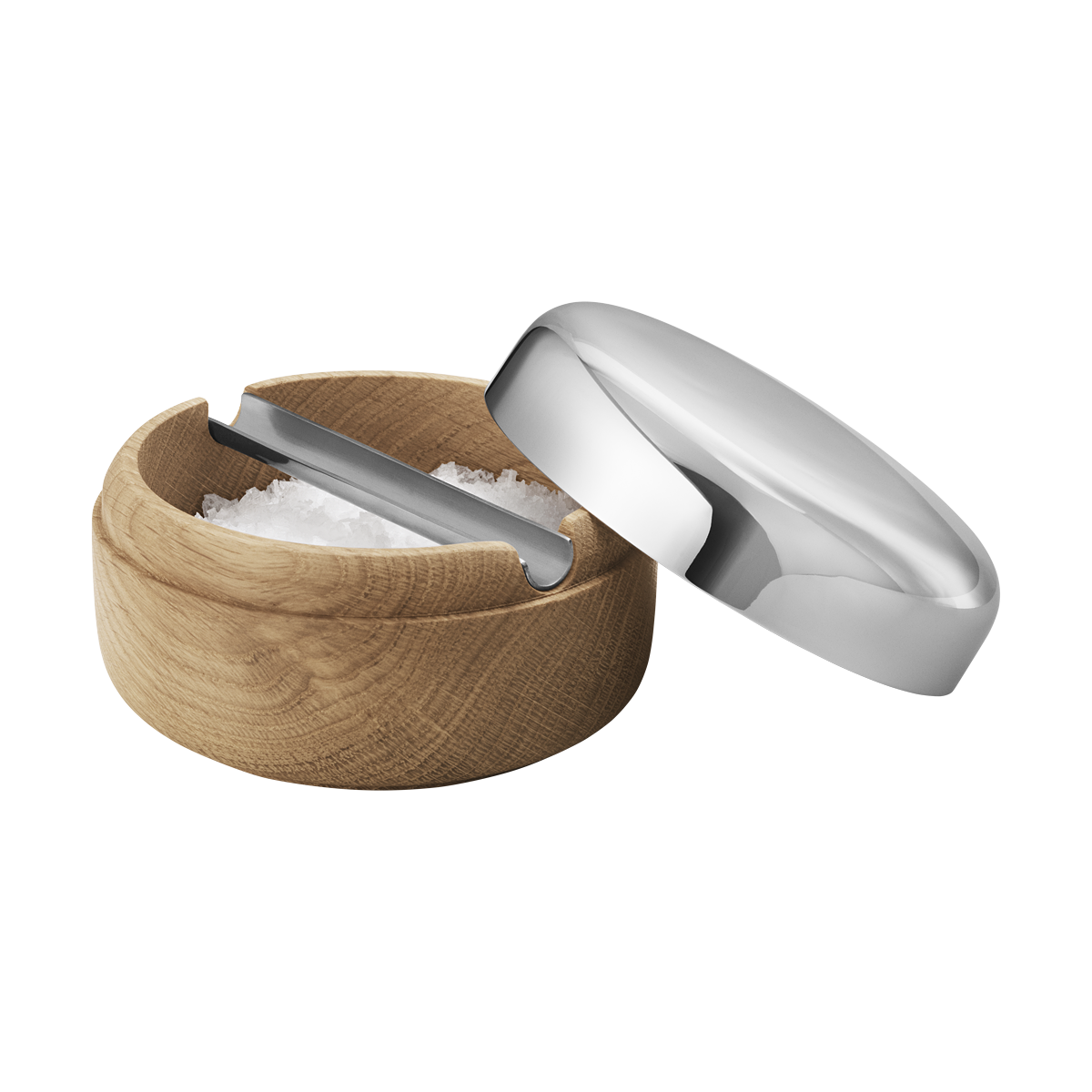 ALFREDO Salt Jar in stainless steel and oak wood