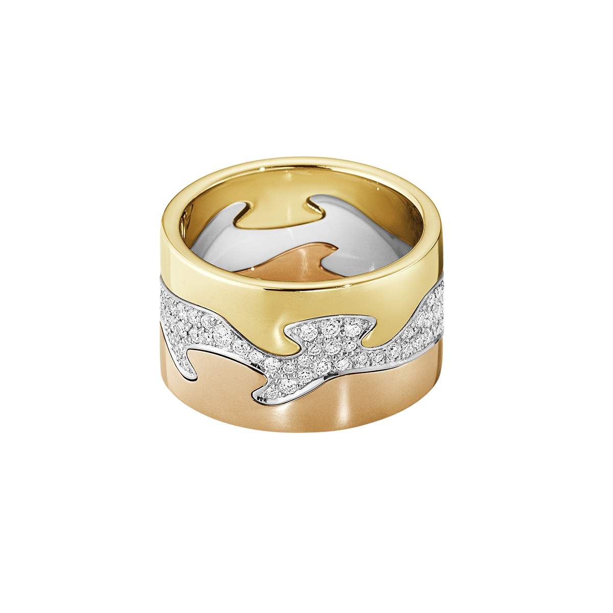 Fusion 3 piece 18kt. gold ring with diamonds | Georg Jensen