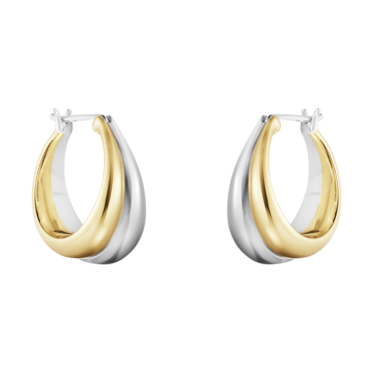 Curve earrings in sterling silver and yellow gold | Georg Jensen