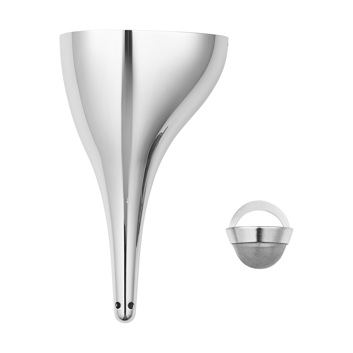 SKY aerating funnel with filter in stainless steel, mirror