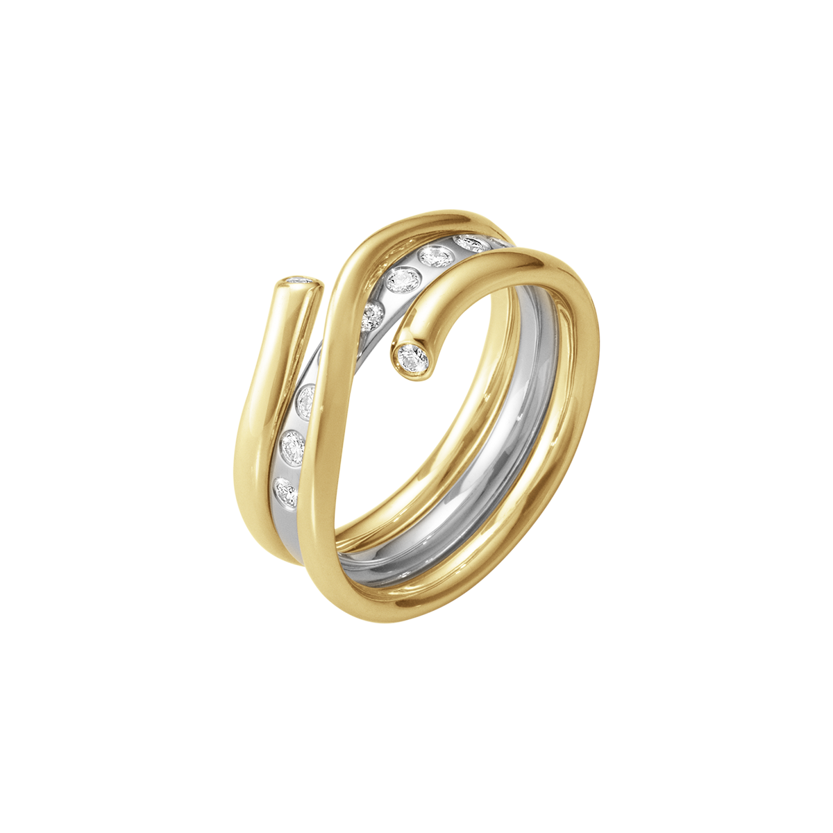 Magic ring combination of silver and gold with diamonds | Georg Jensen